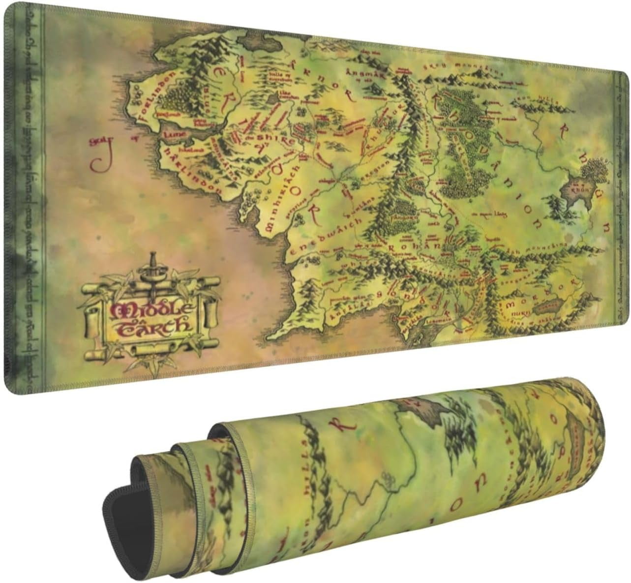 Middle Earth Map Mouse Pad Long Computer Keyboard Mouse Mat with Non ...