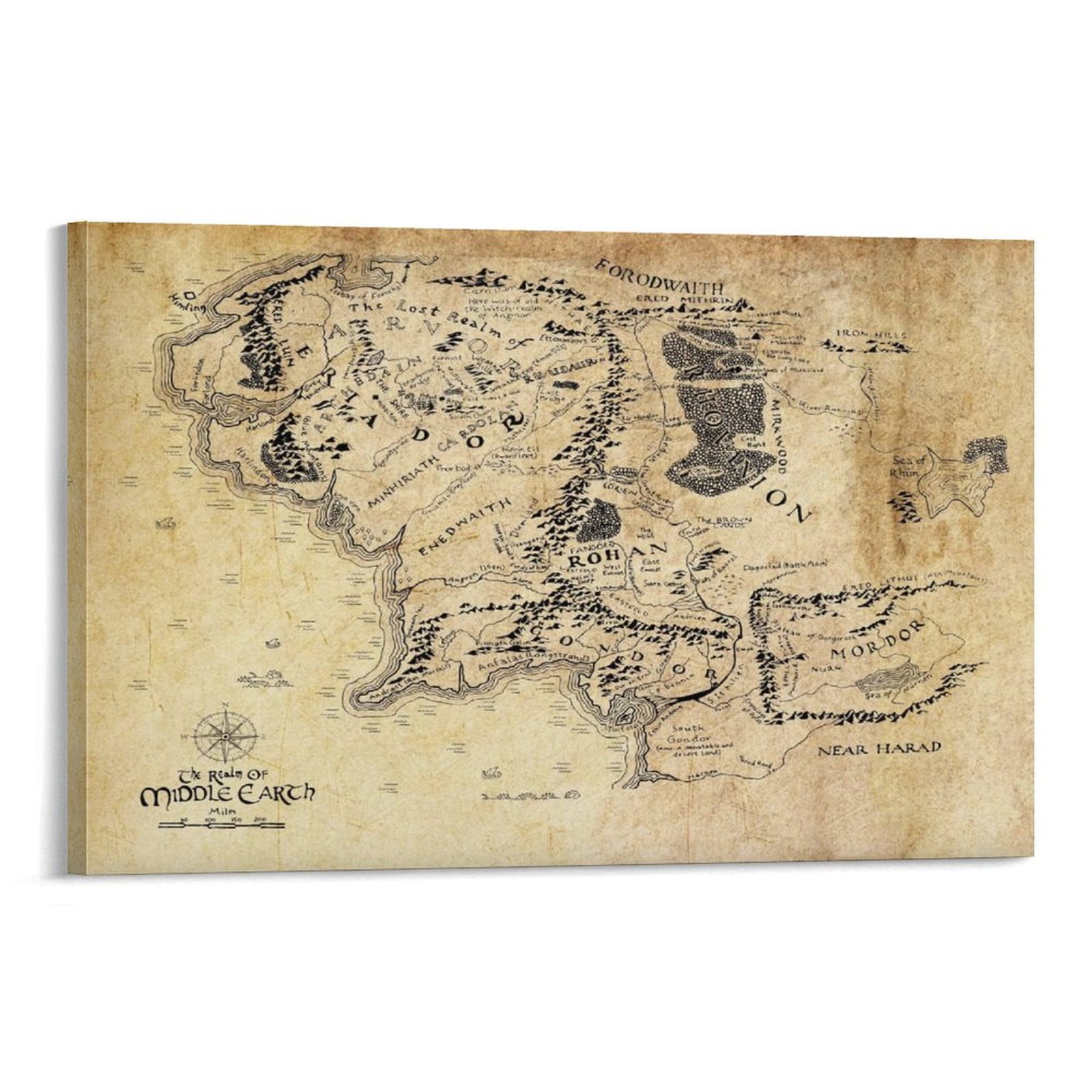Middle Earth Map Poster Posters Wall Art Painting Canvas Gift Living ...