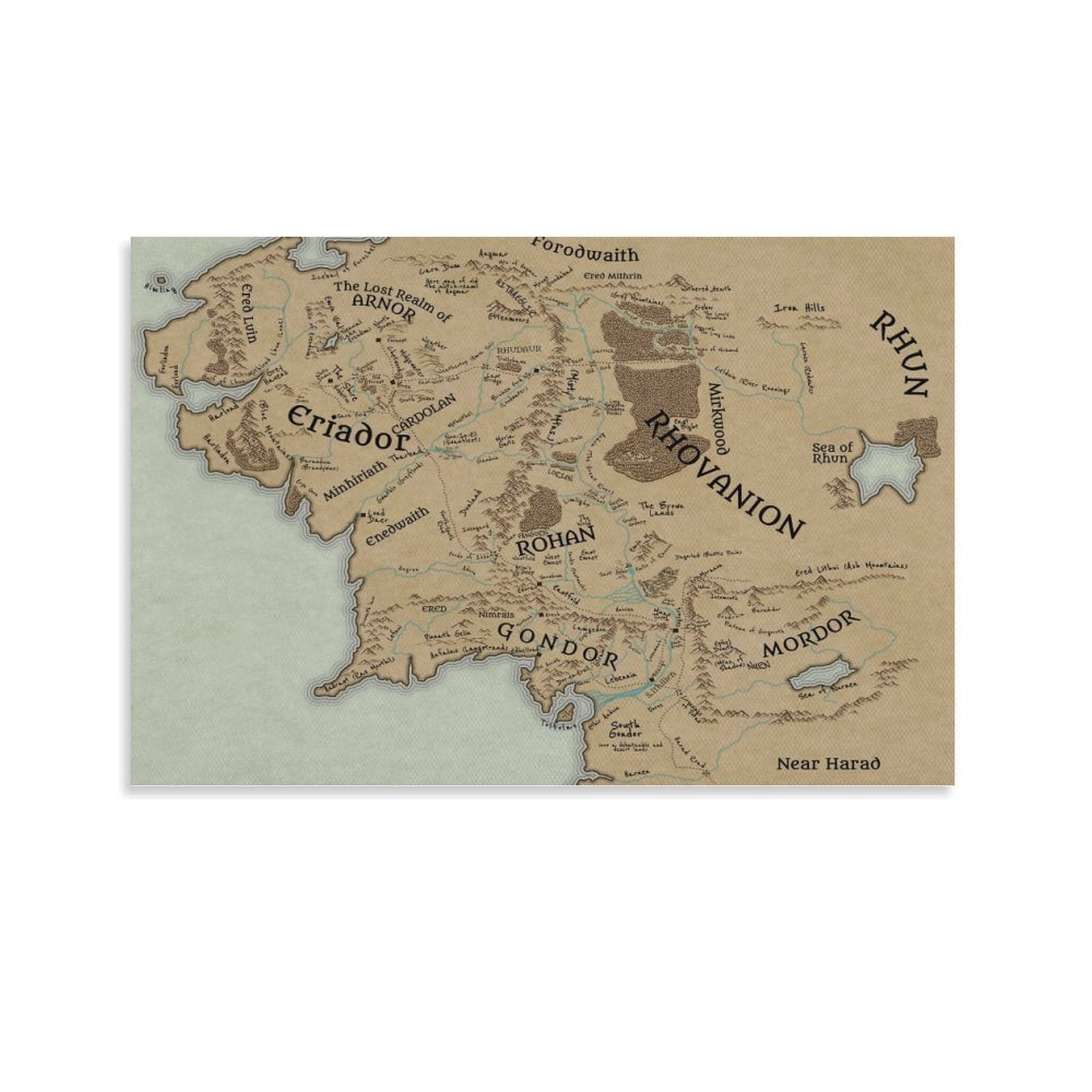 Middle Earth Map Posters Posters Wall Art Painting Canvas Gift Living ...