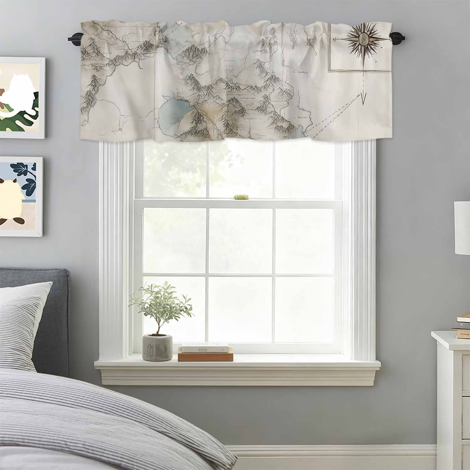 Middle Earth Map on Retro Valances for Windows,Rod Pocket Valance for ...