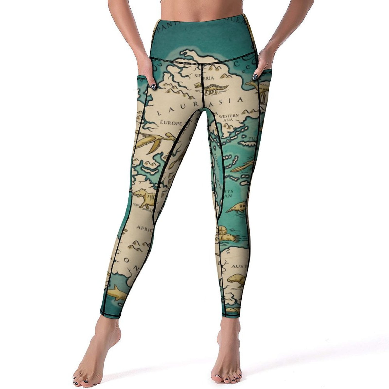 Middle Earth Map Yoga Pants World Maps Print Leggings Sexy Push Up ...