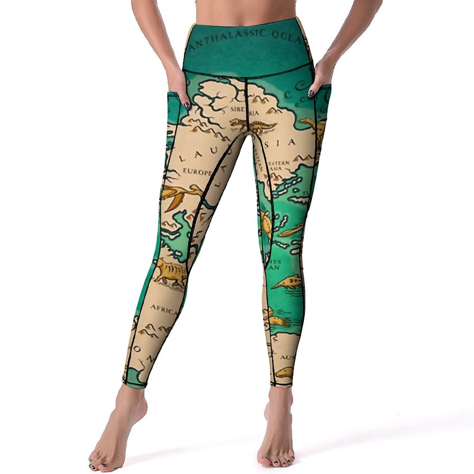 Middle Earth Map Yoga Pants World Maps Print Leggings Sexy Push Up ...