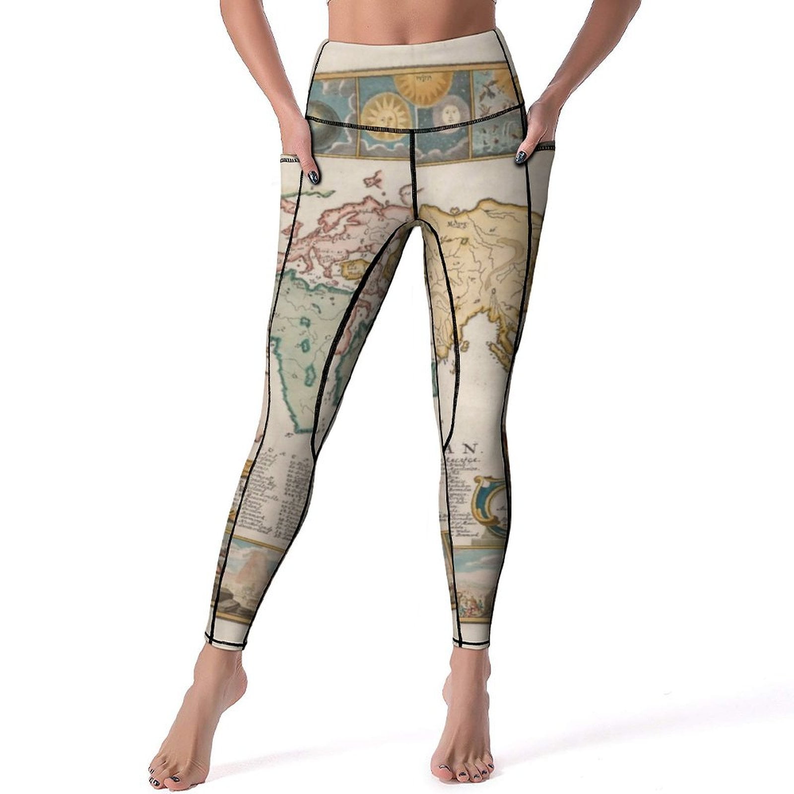 Middle Earth Map Yoga Pants World Maps Print Leggings Sexy Push Up Breathable Yoga Sports Tights ...