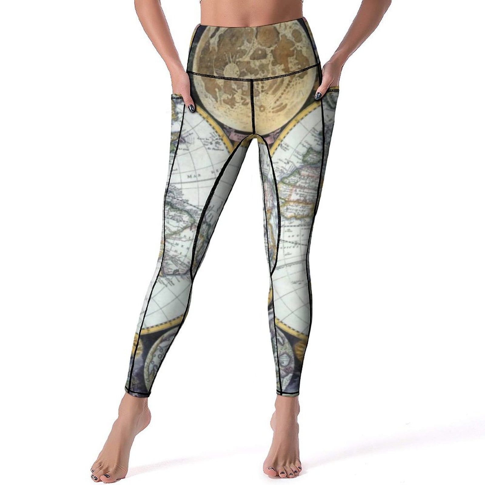 Middle Earth Map Yoga Pants World Maps Print Leggings Sexy Push Up ...