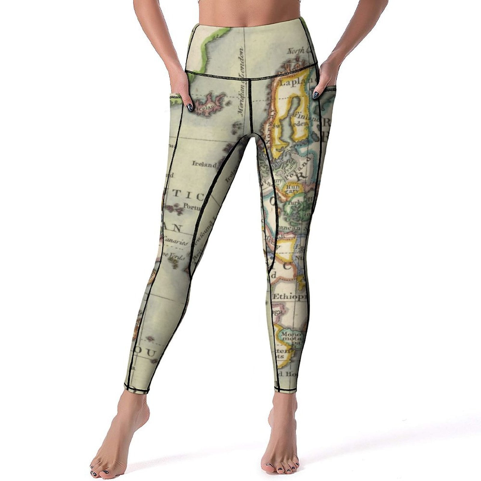 Middle Earth Map Yoga Pants World Maps Print Leggings Sexy Push Up ...