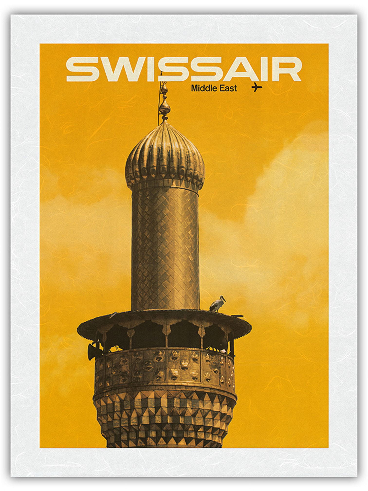 Middle East - Mosque Minaret - Swissair - Vintage Airline Travel Poster ...