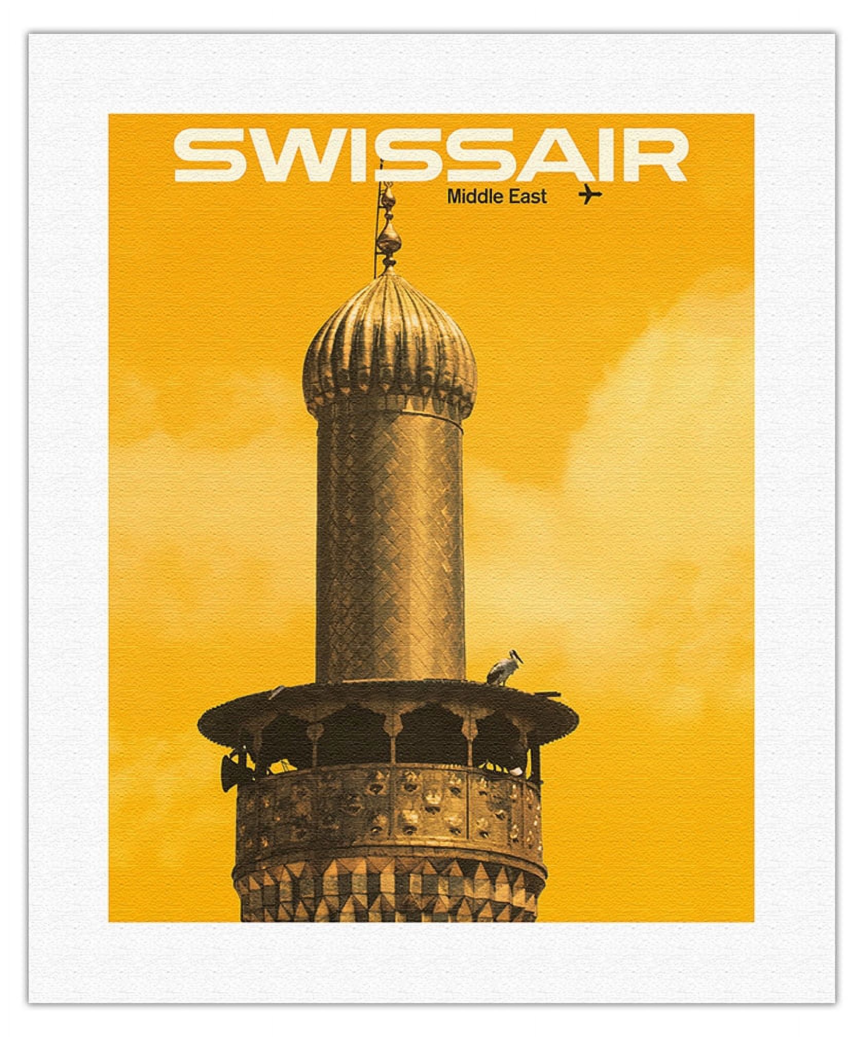 Middle East - Mosque Minaret - Swissair - Vintage Airline Travel Poster ...