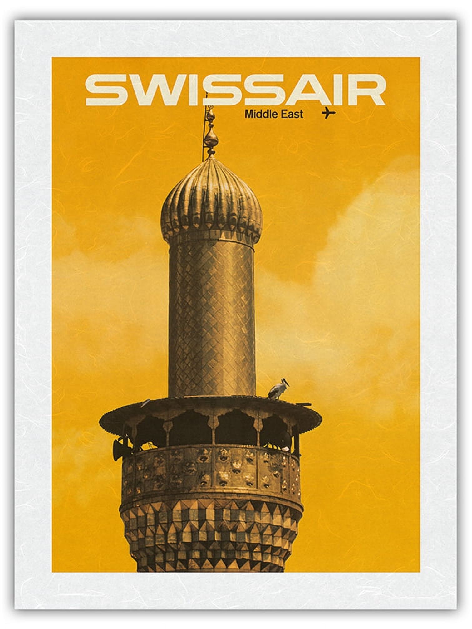 Middle East - Mosque Minaret - Swissair - Vintage Airline Travel Poster ...