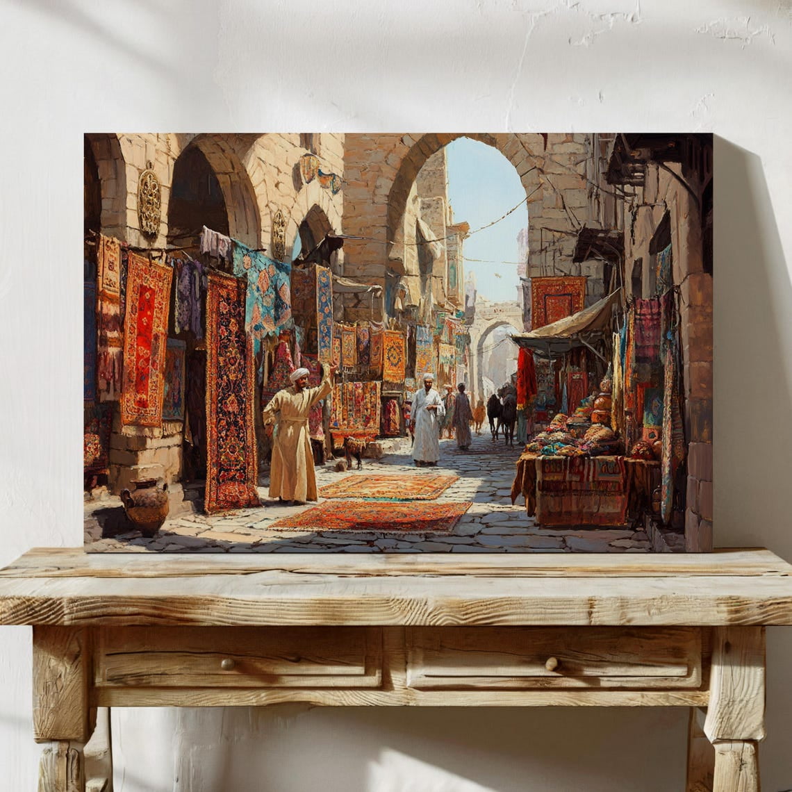 Middle Eastern Bazaar Market Art Print – Colorful Oriental Rug Street ...