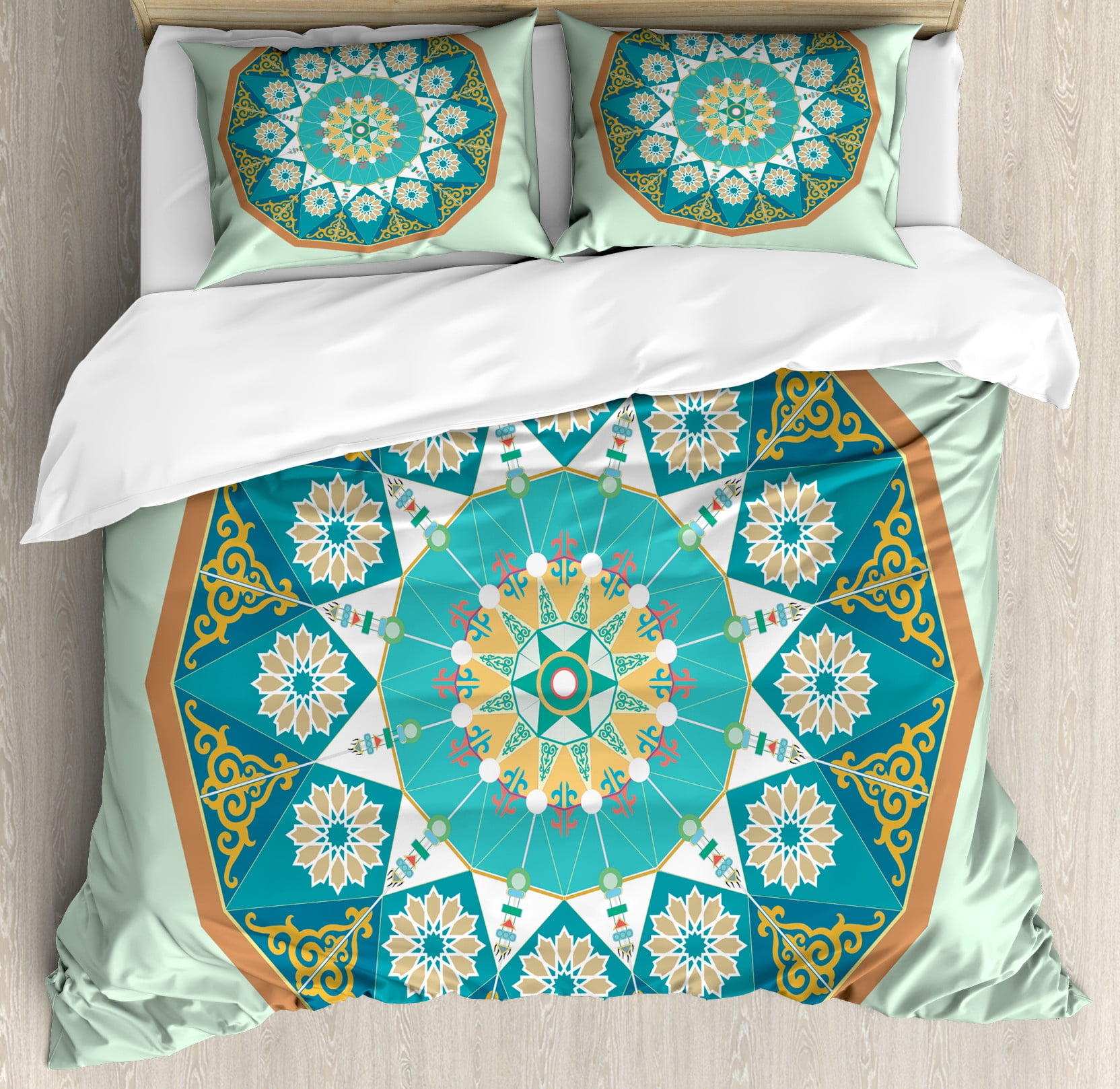Middle Eastern Duvet Cover Set, Complex Oriental Antique Medallion ...