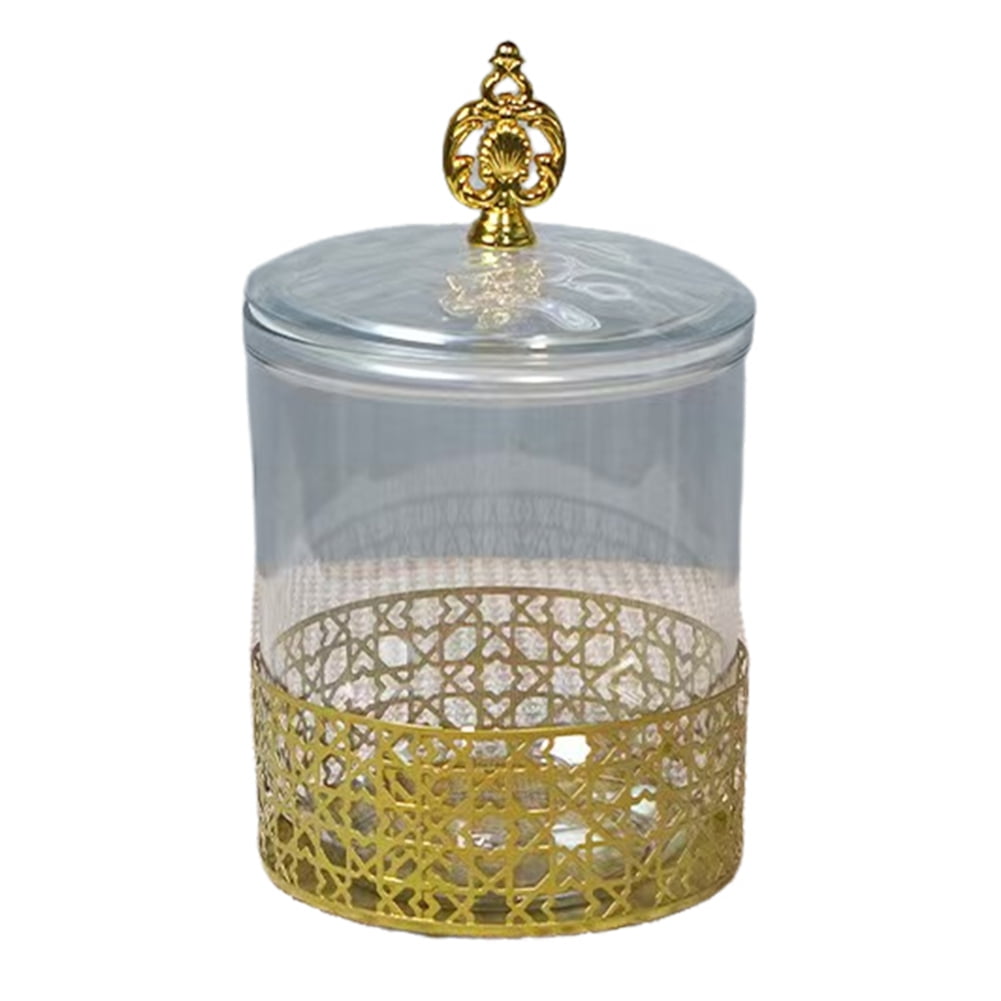 Middle Eastern Glass Candy Jar with Golden Decorative Base Arabic Style ...