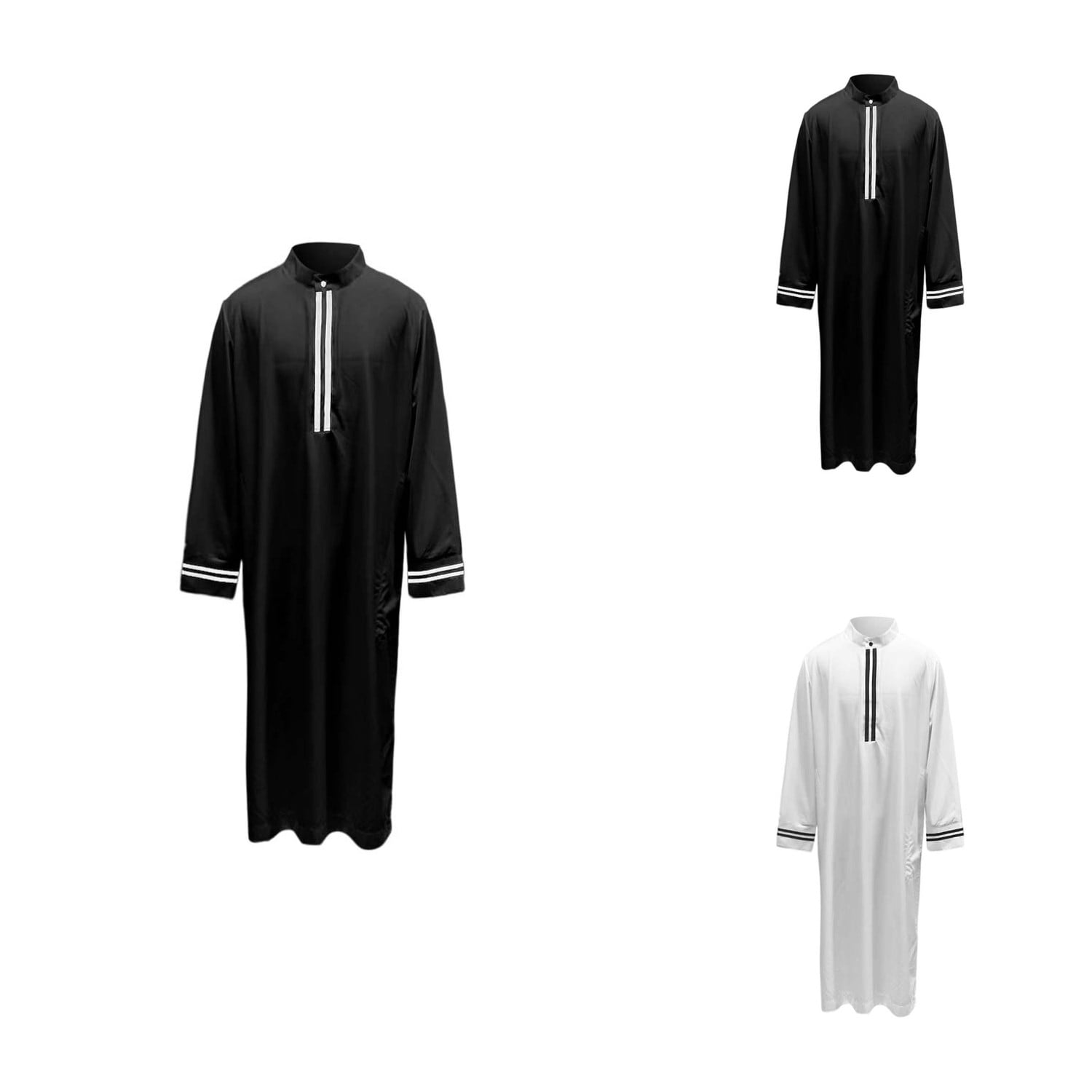 Middle Eastern Men's Robe, Long Sleeve Striped Patchwork Thobe with ...