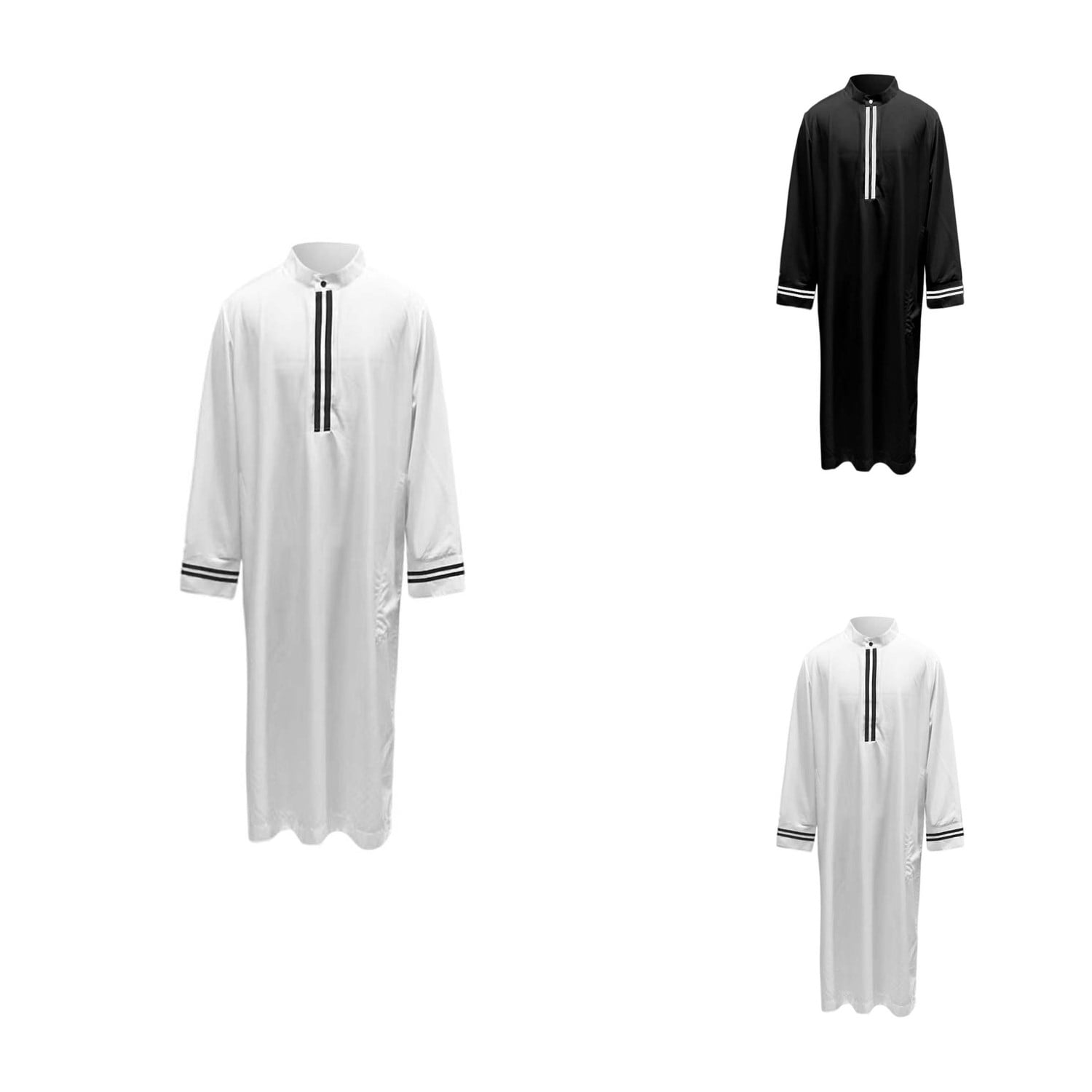 Middle Eastern Men's Robe, Long Sleeve Striped Patchwork Thobe with ...