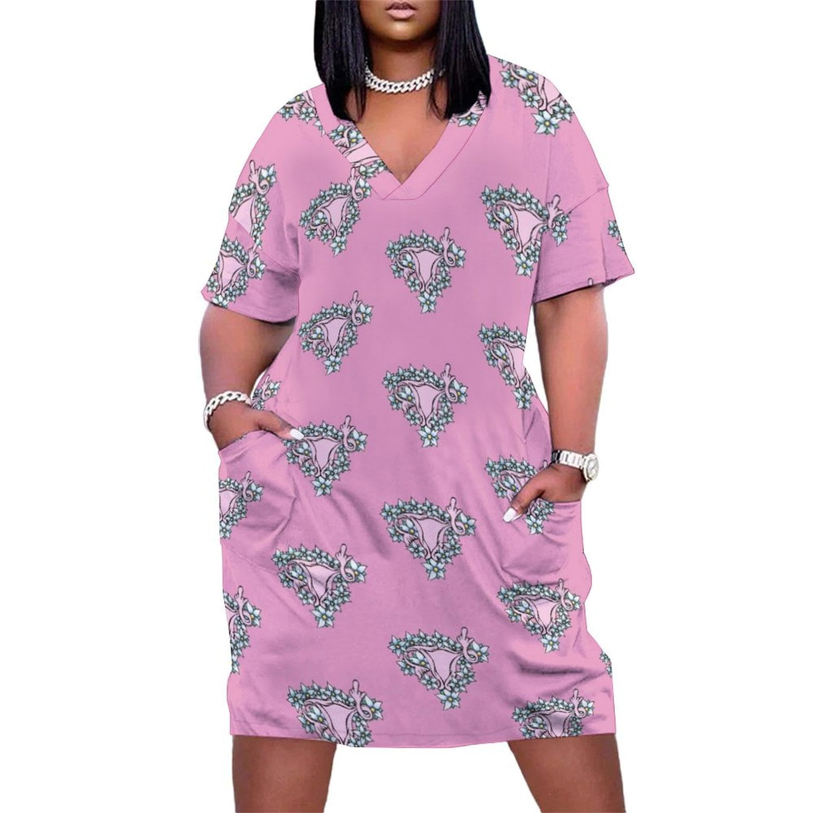 Middle Finger Uterus Prochoice Loose Pocket Dress Aesthetic clothing ...
