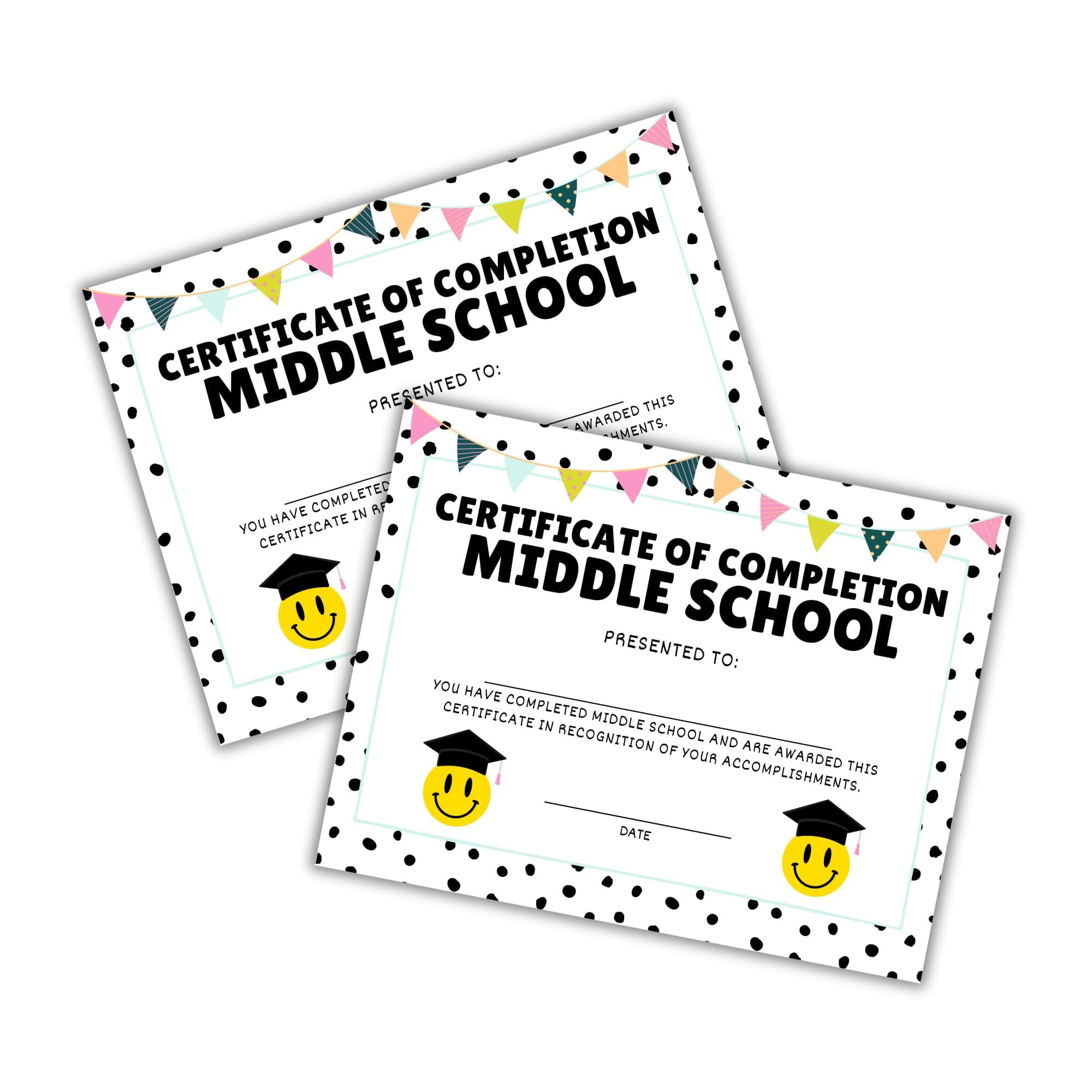 Middle School Certificate of Completion Graduation Diploma 30pk 8.5x11 ...