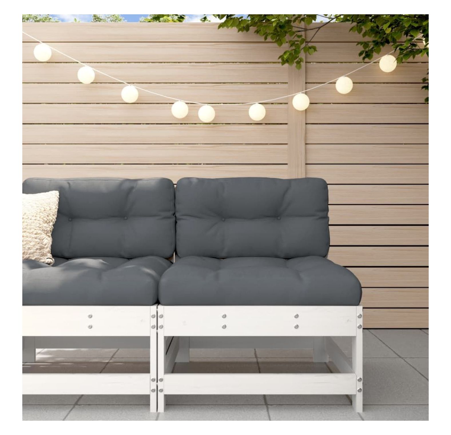 Middle Sofa with Cushions White Solid Wood Pine - Walmart.com