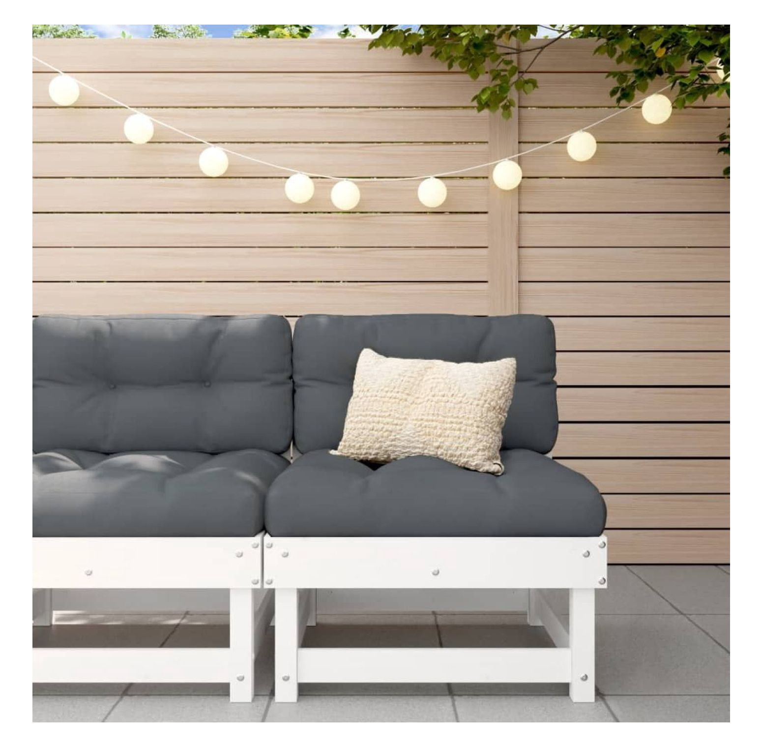 Middle Sofa with Cushions White Solid Wood Pine - Walmart.com