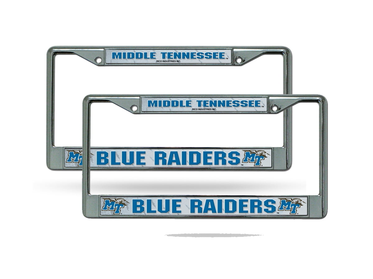 Middle Tennessee Blue Raiders Chrome Metal License Plate Frame - Set of ...