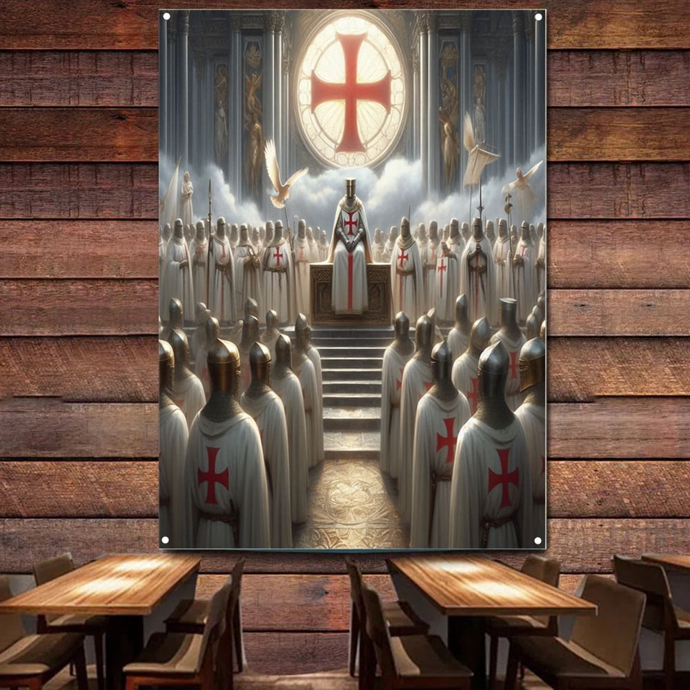 Middle WARRIOR OF CHRIST Art Decorative Banner Wall Hanging Cloth ...