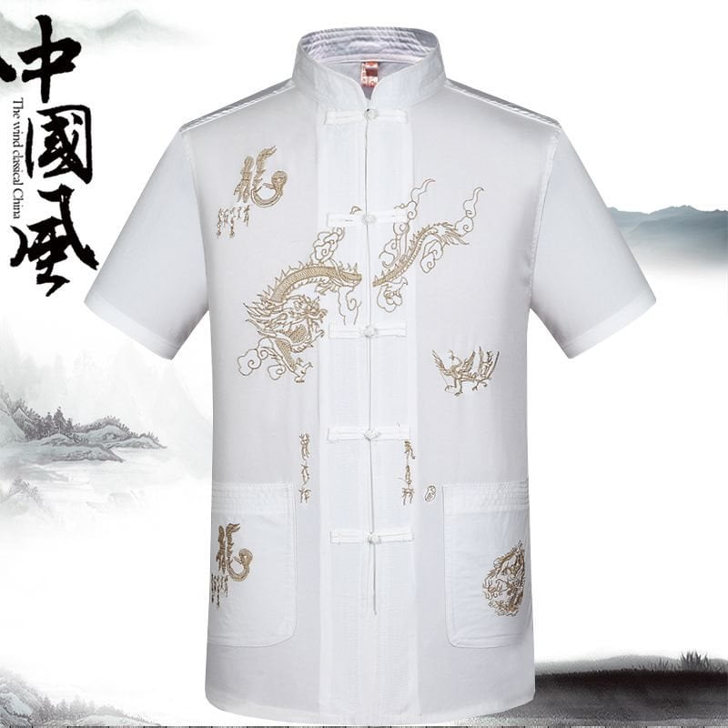 Middle-aged and Elderly Men‘s Tang Suit Short-sleeved Summer Thin Dad‘s Chinese Style Two-piece ...