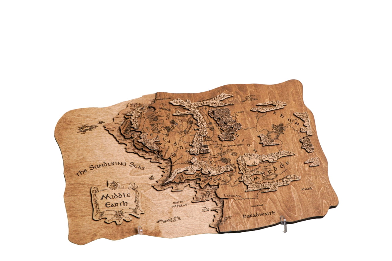 Middle-earth Wooden Map Fan Art – Lord of the Rings Inspired Decor ...