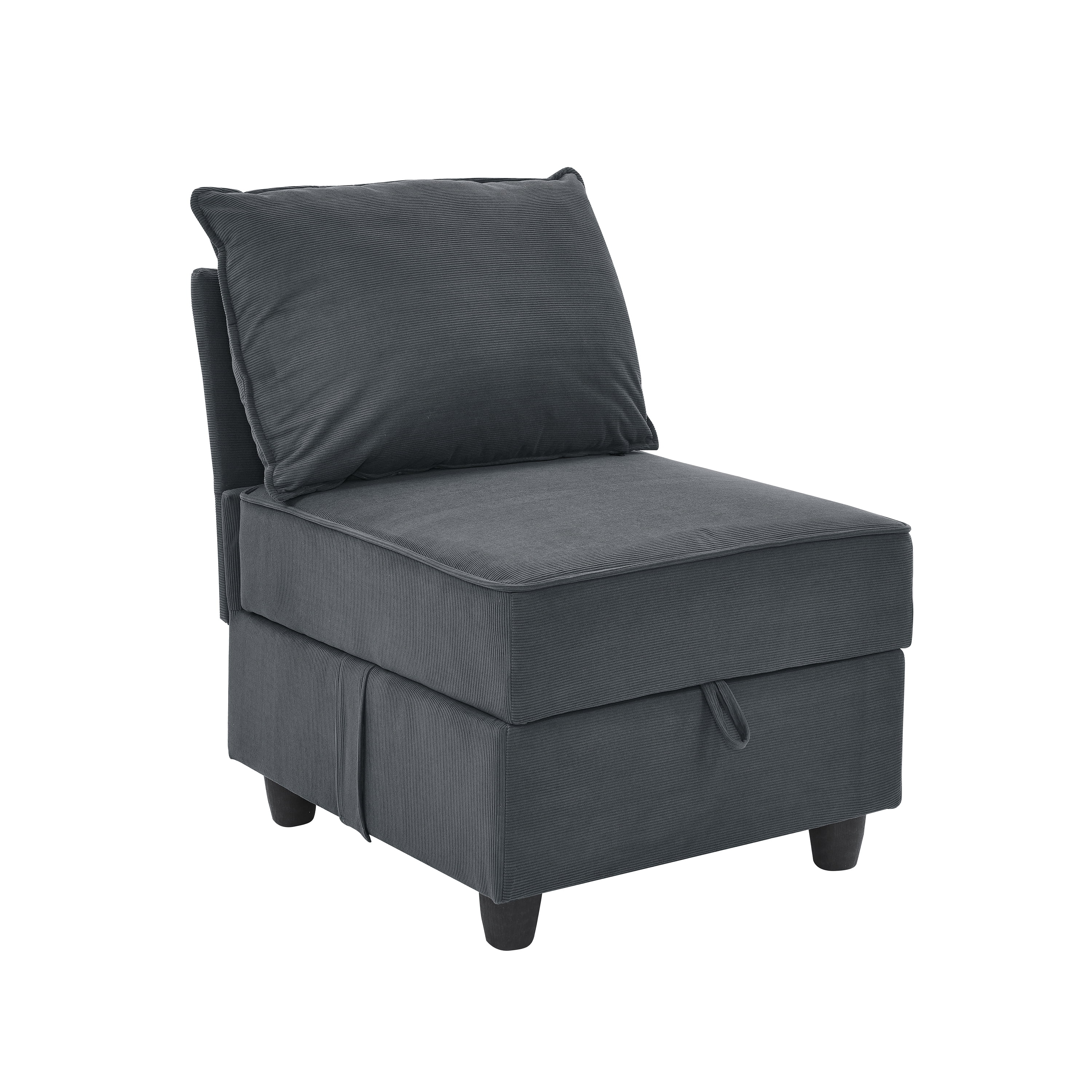 Middle seat of Module Sofa without Armrest, Gray Corduroy Velvet ...