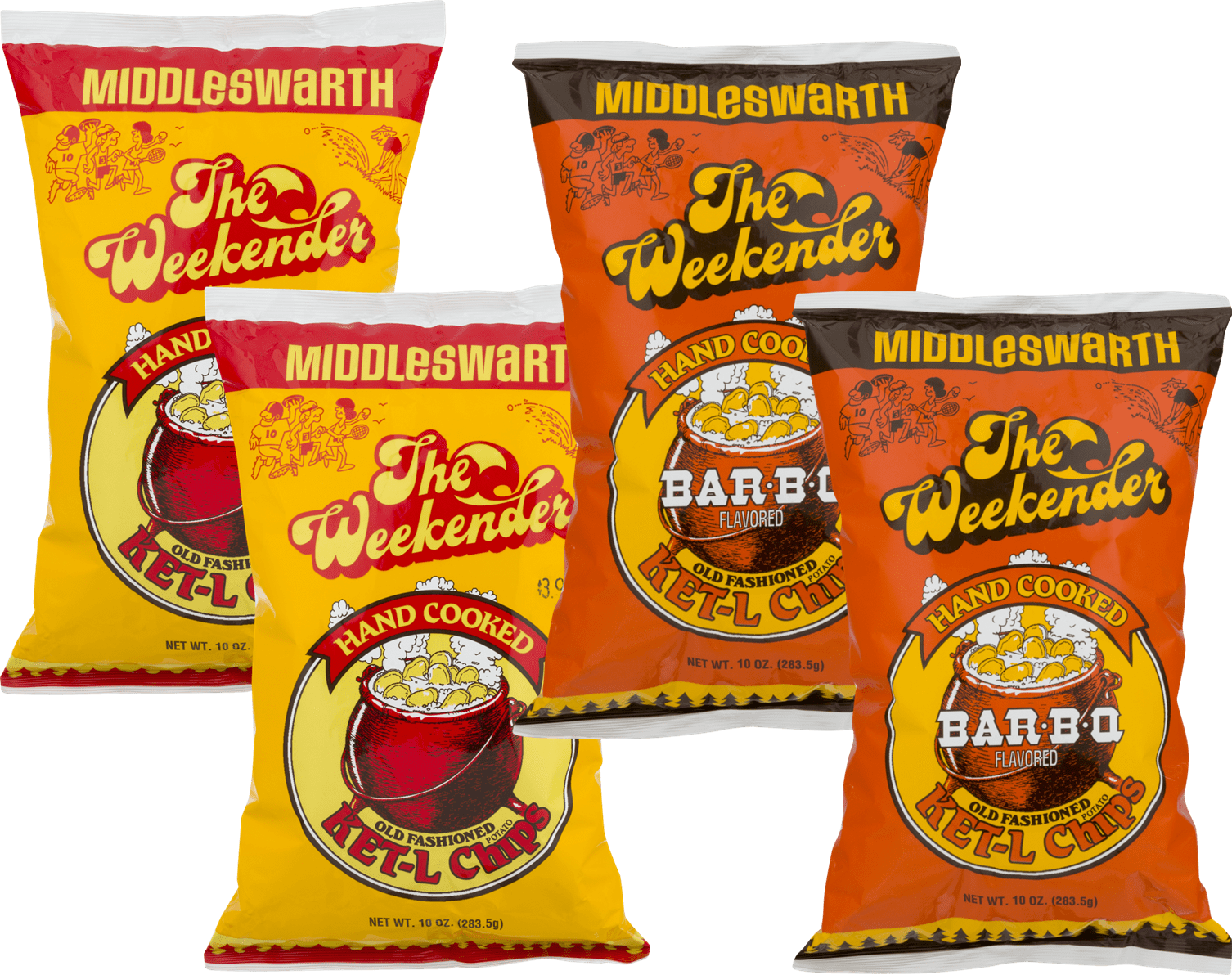 Middleswarth Ket'l Original & Ket'l BBQ Potato Chips Variety 4-Pack, 9 ...