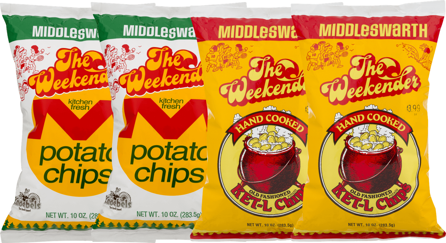Middleswarth Original & Ket'l Potato Chips, Variety 4 Pack, 9 oz. Bags ...