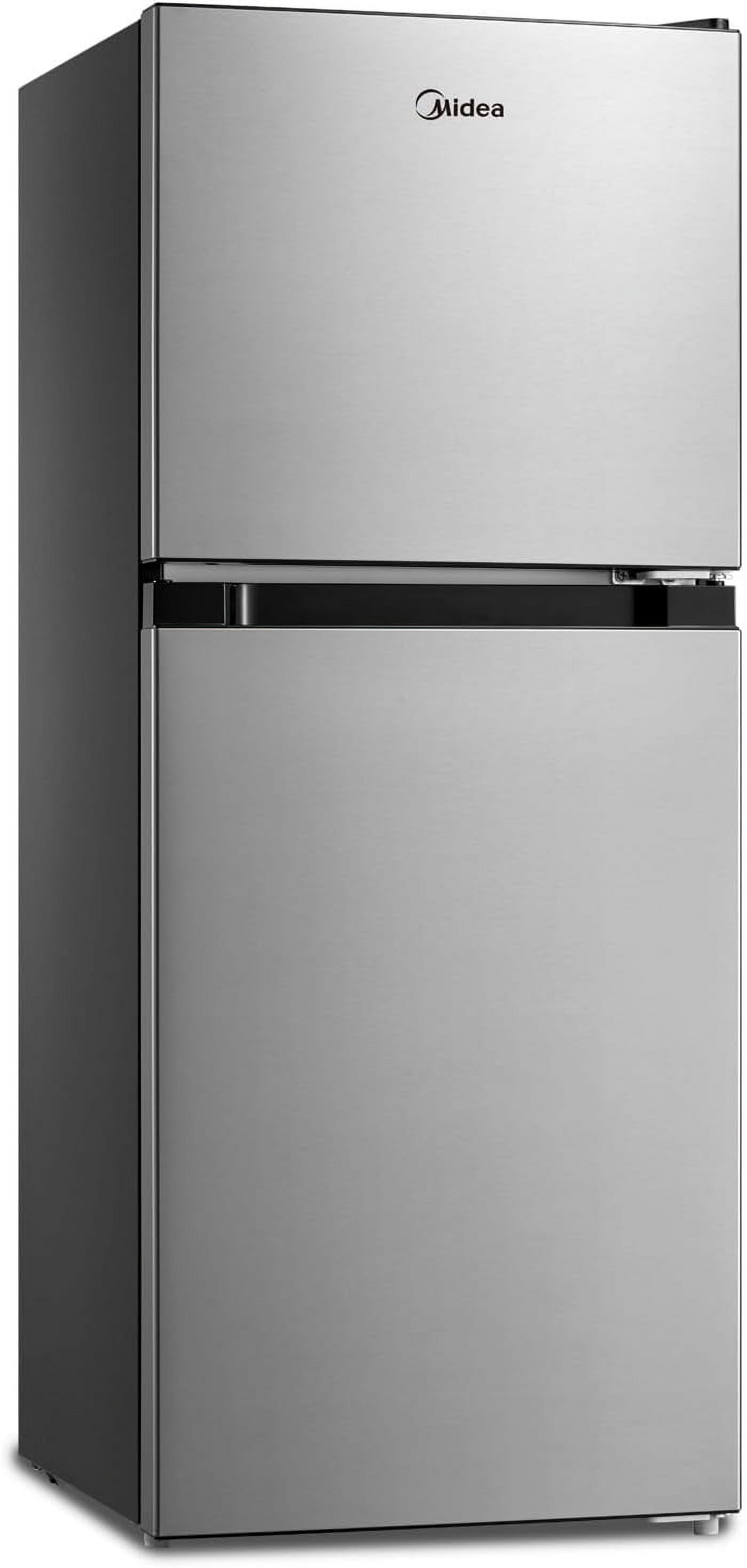 Midea 4.5 Cu Ft Compact Refrigerator and Freezer, 2 Door, Stainless ...