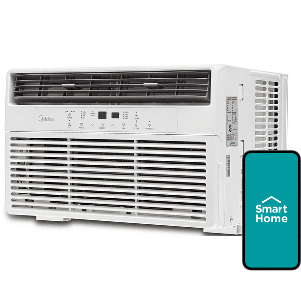 Midea 8,000 BTU 115V Smart Window Air Conditioner with Comfort Sense Remote, up to 350 Sq. ft ...