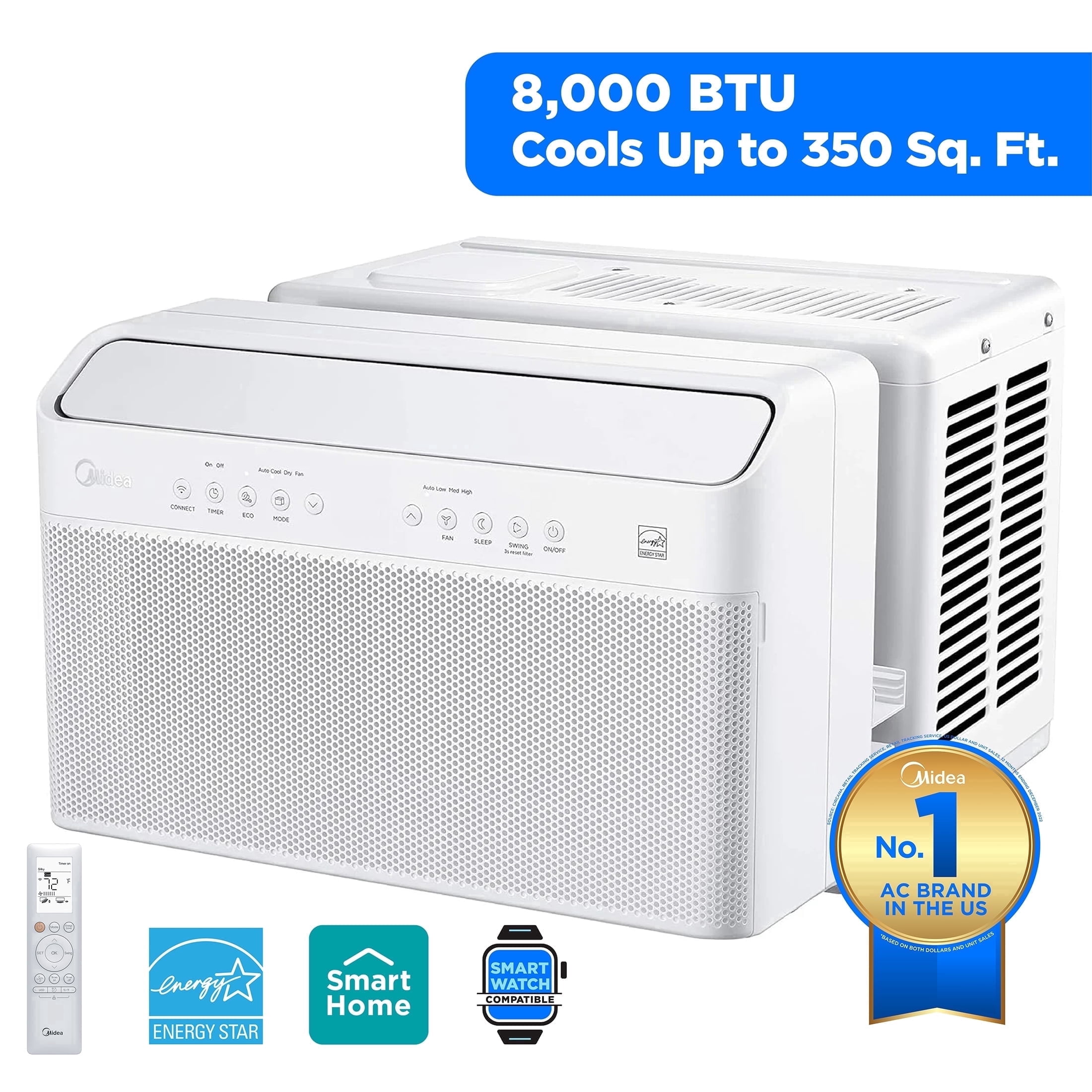 Midea 8,000 BTU Smart Inverter U-Shaped Window Air Conditioner ...