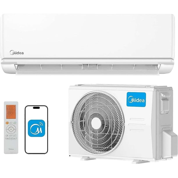 Midea, 9000 BTU Mini split, SEER 21.5, Wi-Fi control, set unit, 115V ...