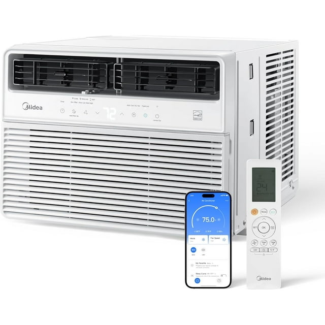 Midea MAW12S1VWT-A 12,000 BTU Smart Inverter Window AC Unit w/ APP, Remote, Cools up to 550 Sq ...