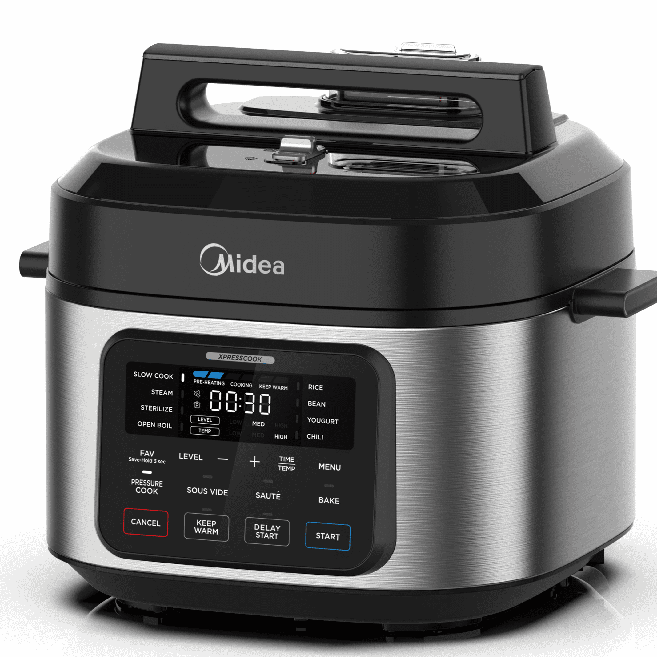 Midea Stainless Steel Electric 6 Qt Pressure Cooker, 13-in-1 Widebody ...