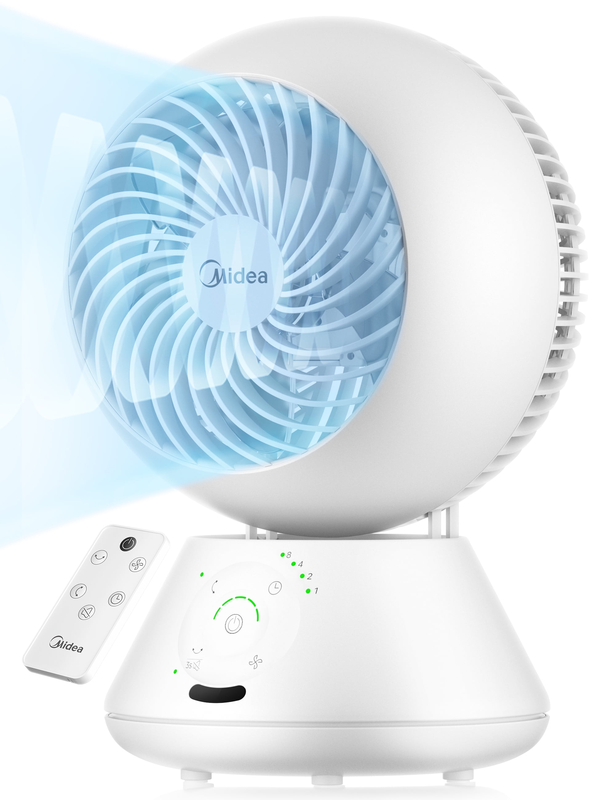Midea 6” Table Fan with Remote, 5 Speeds,Table 3D turbo air circulator ...