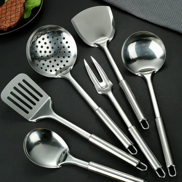 6 Stainless Steel Kitchen Cooking Utensil Set Serving Tools Server ...