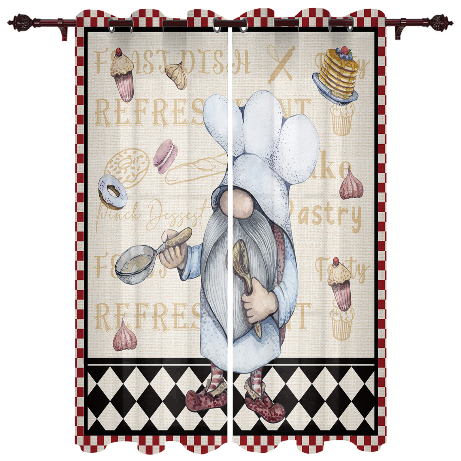 Midget Cook Dessert Window Curtains Living Room Home r Children's ...