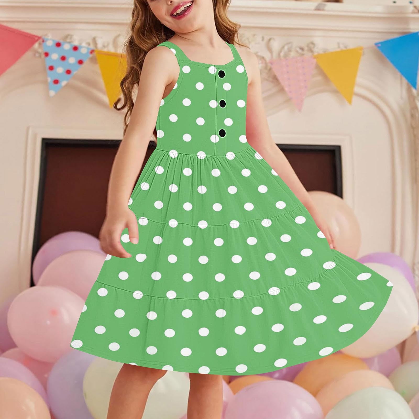 Midi Dresses for Girls Cute Sleeveless Sundresses with Pockets Size 2 ...