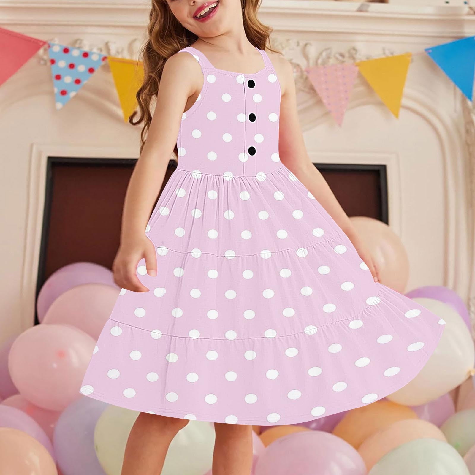 Midi Dresses for Girls Cute Sleeveless Sundresses with Pockets Size 2 ...