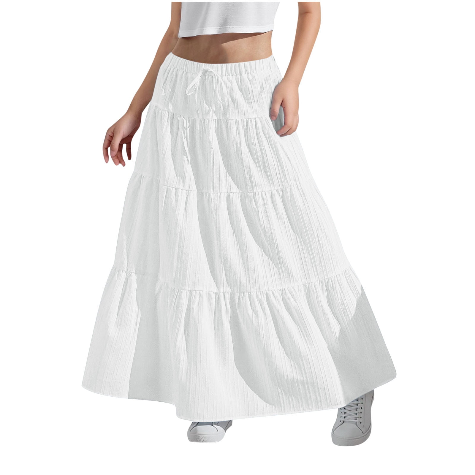 Midi Skirts for Tween Girls 4-15Y Summer Elastic WaistedRuffle Pleated ...