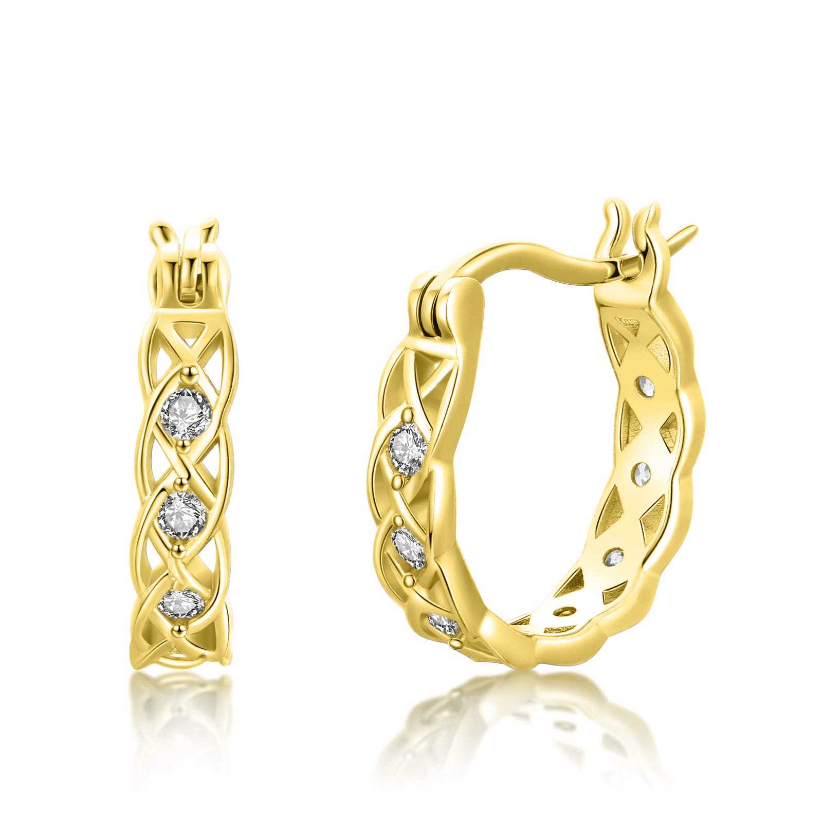 Midir&Etain 925 Sterling Silver Hoop Earrings Twist Irish Celtic Knot ...