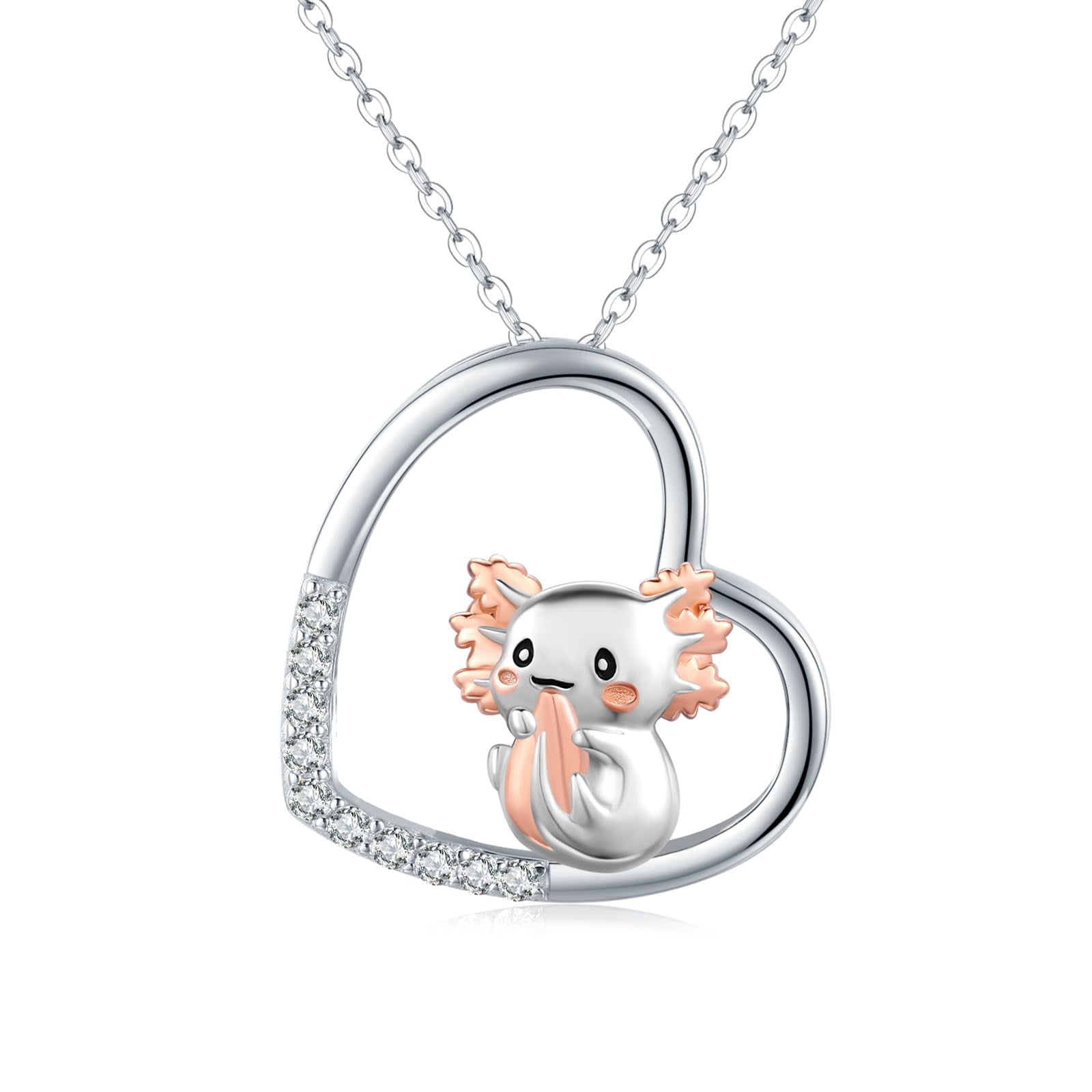 Midir&Etain Axolotl Necklace 925 Sterling Silver Heart Dainty Cute ...