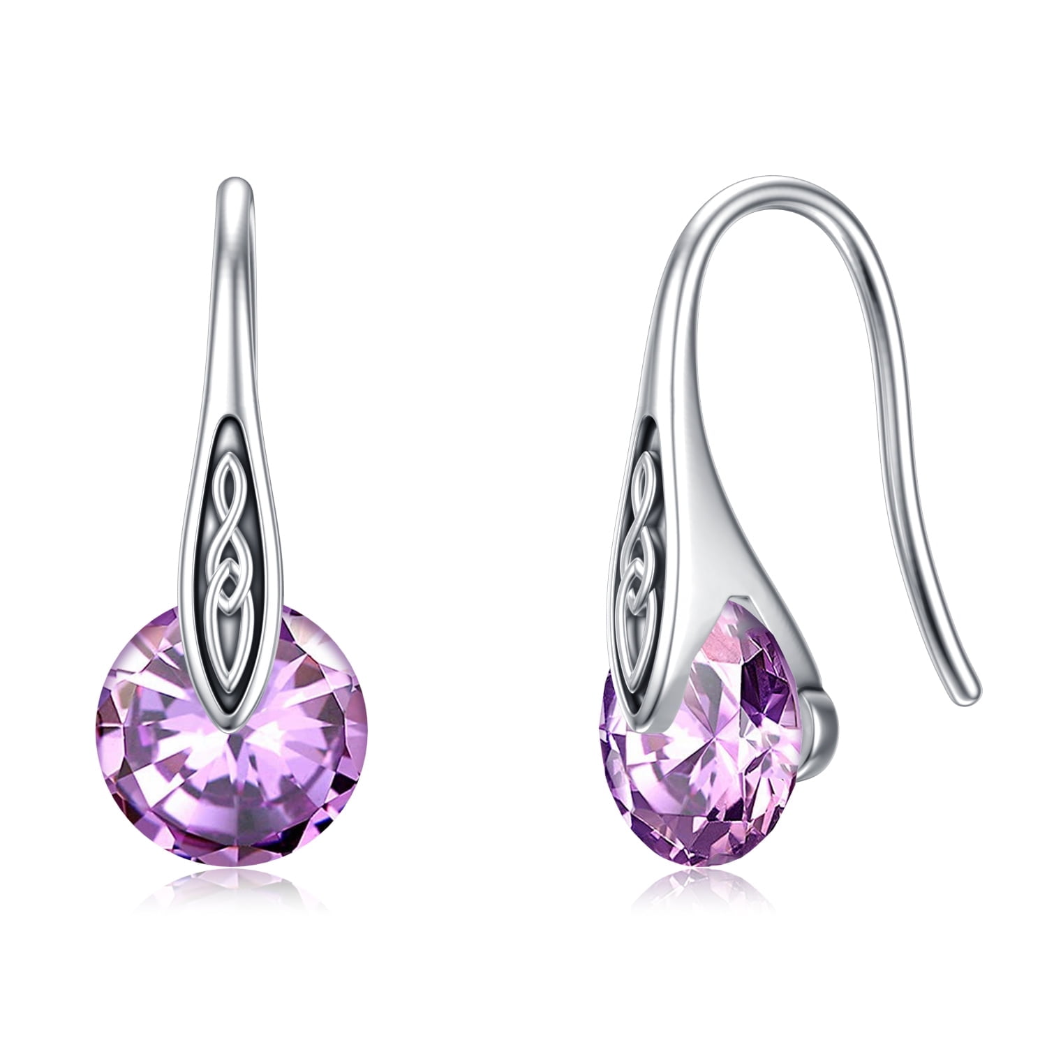 Midir&Etain Birthstone Earrings Sterling Silver Celtic Knot Dangle Drop ...