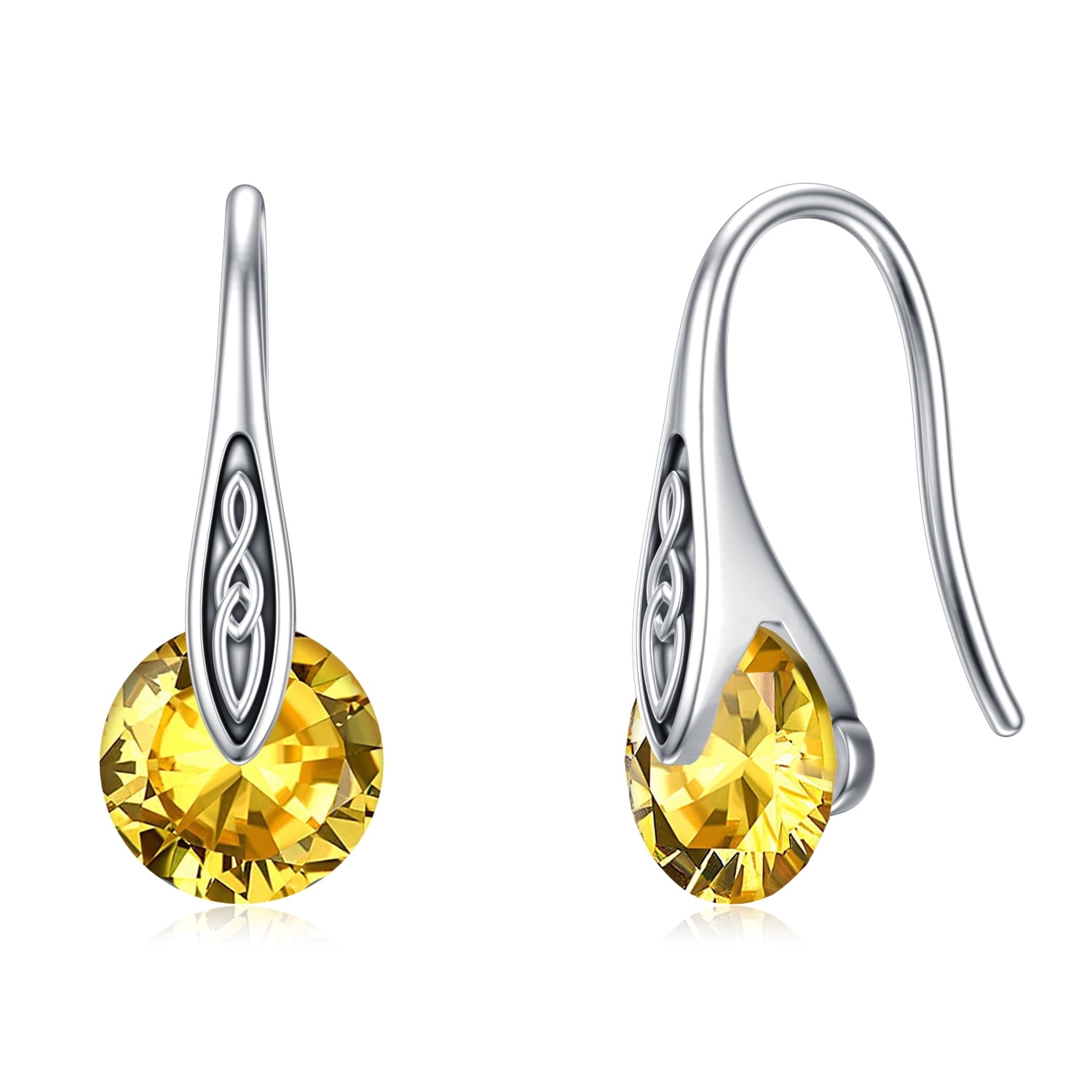 Midir&Etain Birthstone Earrings Sterling Silver Celtic Knot Dangle Drop ...