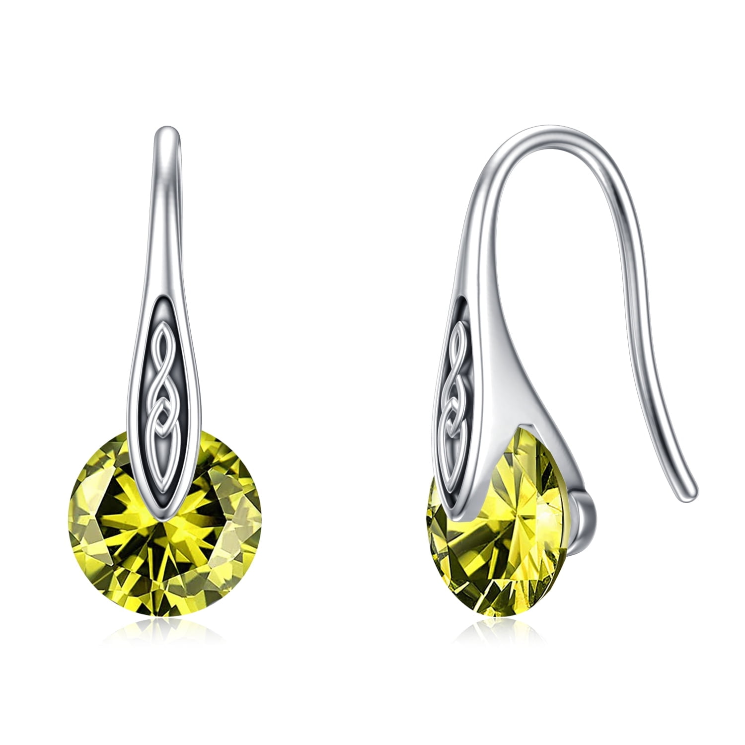 Midir&Etain Birthstone Earrings Sterling Silver Celtic Knot Dangle Drop ...