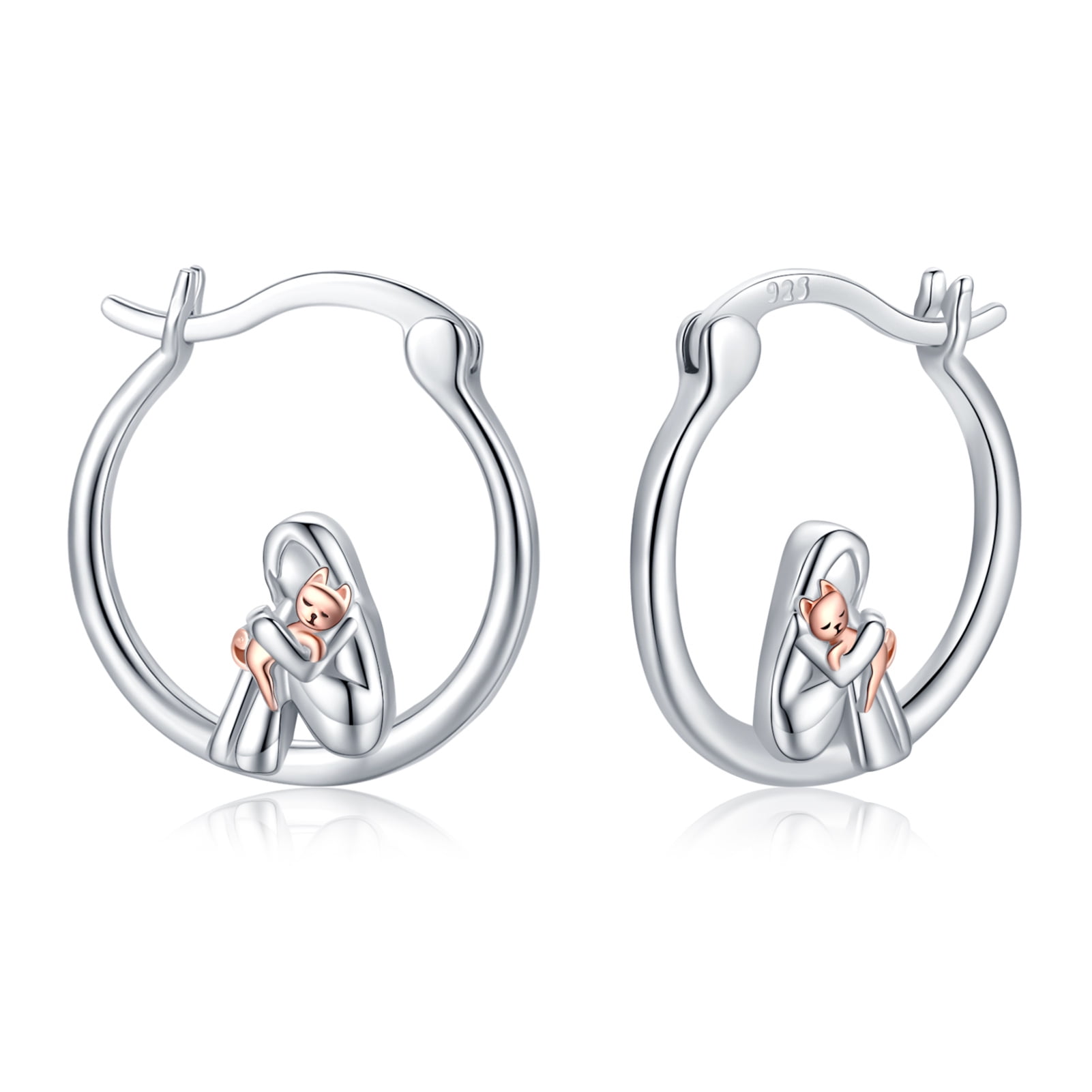 Midir&Etain Cat Earrings 925 Sterling Silver Small Hoop Earrings Cat ...