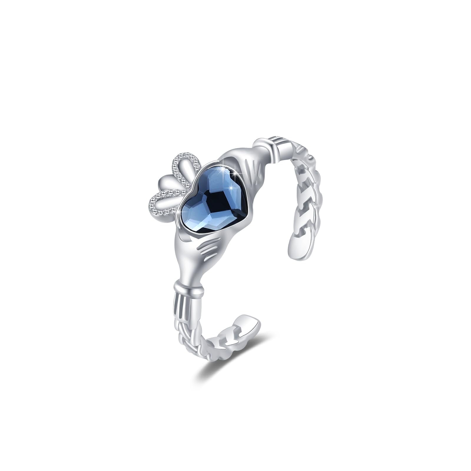 Midir&Etain Celtic Knot Crown Heart Rings For Women Sterling Silver ...