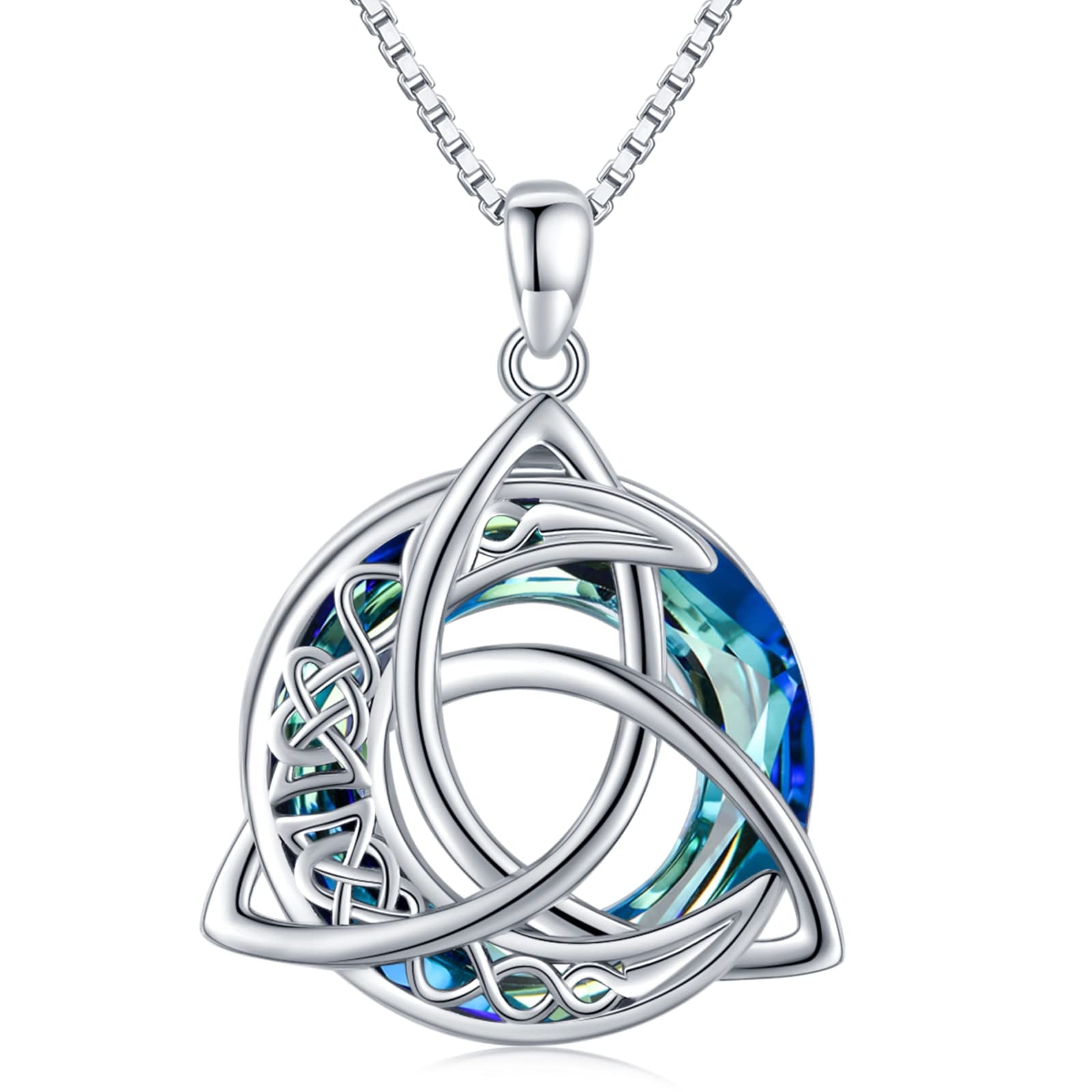 Midir&Etain Celtic Moon Necklace, 925 Sterling Silver, Celtic Knot ...