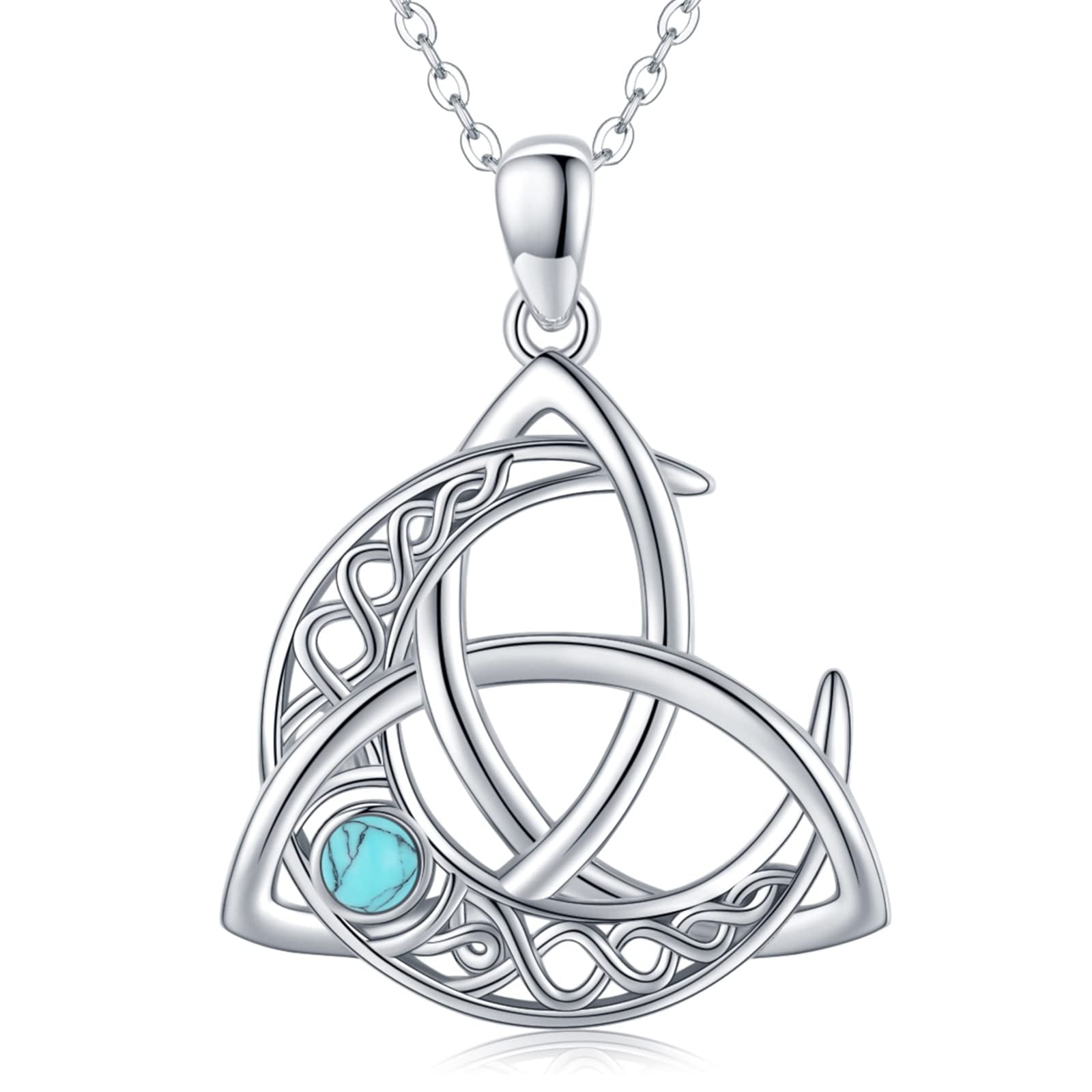 Midir&Etain Celtic Moon Necklace 925 Sterling Silver/Moonstone/turquoise Celtic Knot Pendant ...