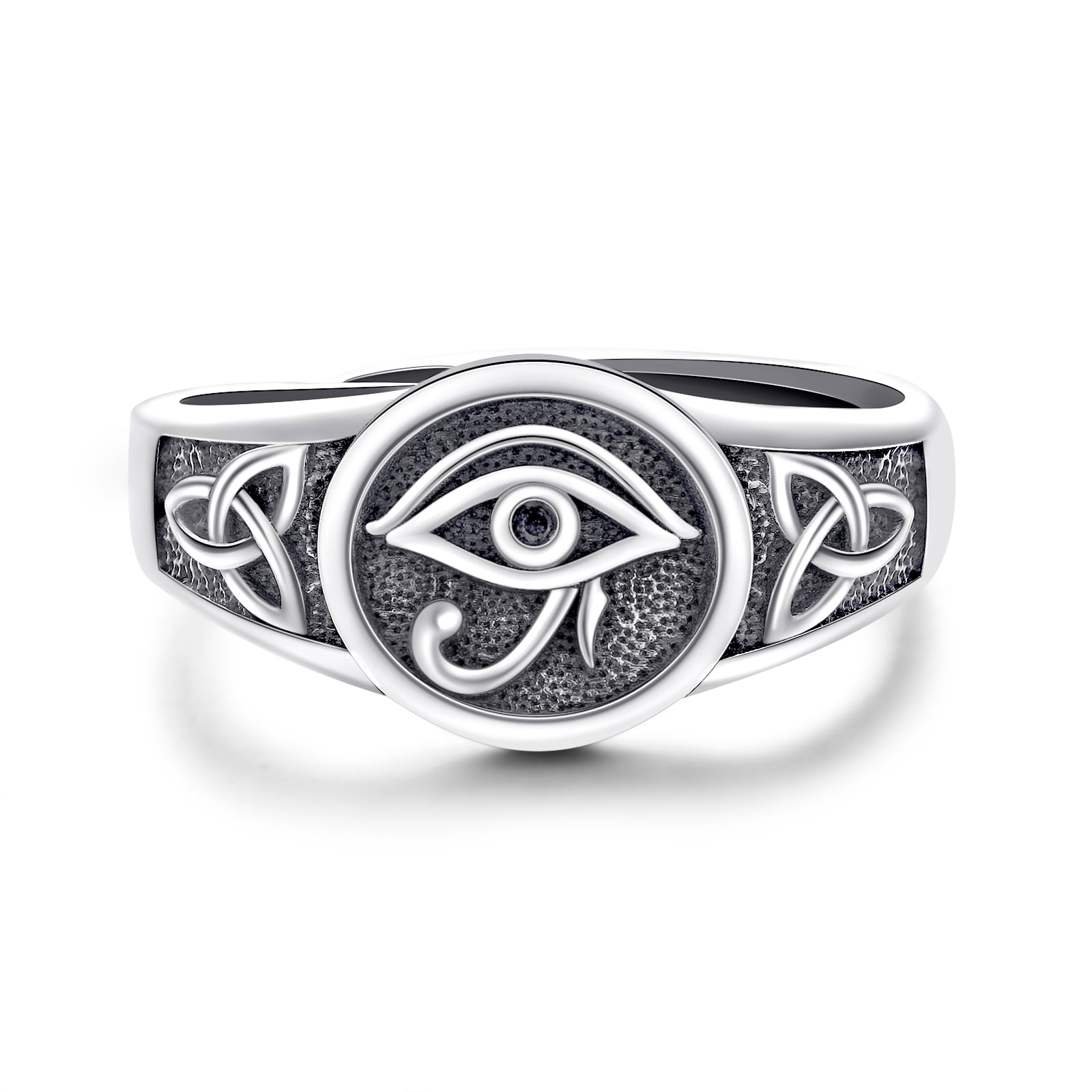 Midir&Etain Eye of Horus Ring for Men 925 Sterling Silver Adjustable Ring Celtic Knot Lucky Eye ...
